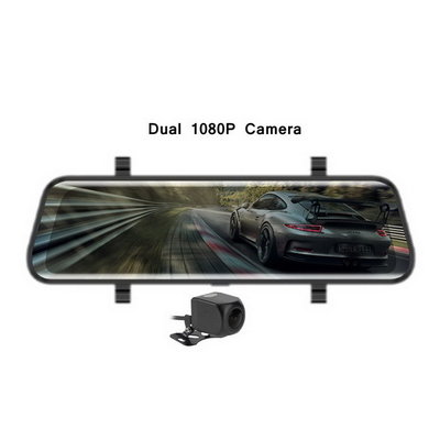 China 10 inch car rearview mirror Blackbox DVR with 2 1080P cameras support parking monitoring supplier